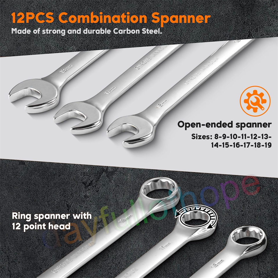 Professional 216 PCS Ratchet Spanner Socket Set 1/2" 1/4" 3/8" Tool Kit ...