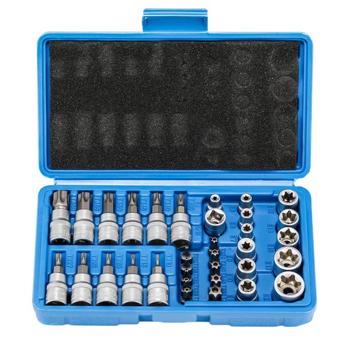34pcs Torx Star Sockets & Bit Set Male Female E-torx Security Bits 3/8 ...