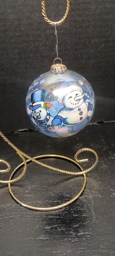 Blown Glass Reverse Painted Snowman Ornament | eBay