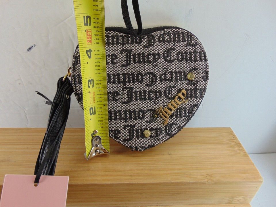 Juicy Couture Gothic Status Black Pleats Please Heart Wristlet NEW MINT ...