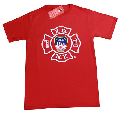 FDNY Mens Short SleeveT-Shirt Red New York Fire Dept Gift Tee NYFD ...