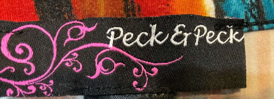 Peck & Peck Womens Pullover Blouse Size L Bright Multicolor 3/4 Sleeves ...