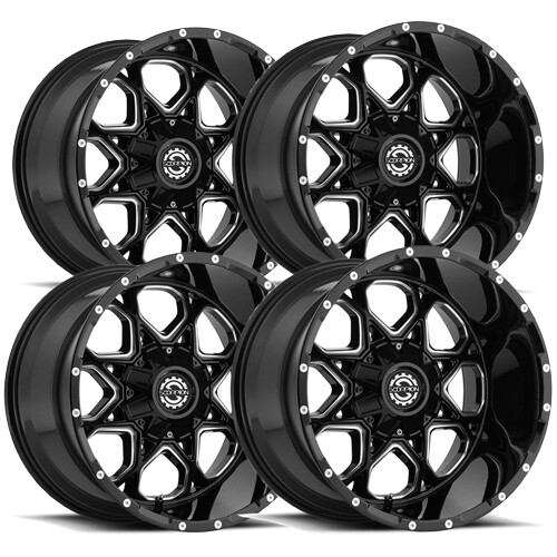 (Set-4) Scorpion SC-10 17x9 6x135/6x5.5" -12mm Black/Milled Wheels Rims ...
