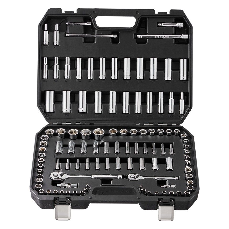 106 Pcs Socket Set 1/4in 3/8in Drive Socket and Ratchet Set 6-Point ...