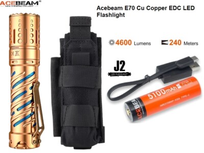 Acebeam E70 Copper 6500K LED EDC flashlight 4600 lumens With Holster ...