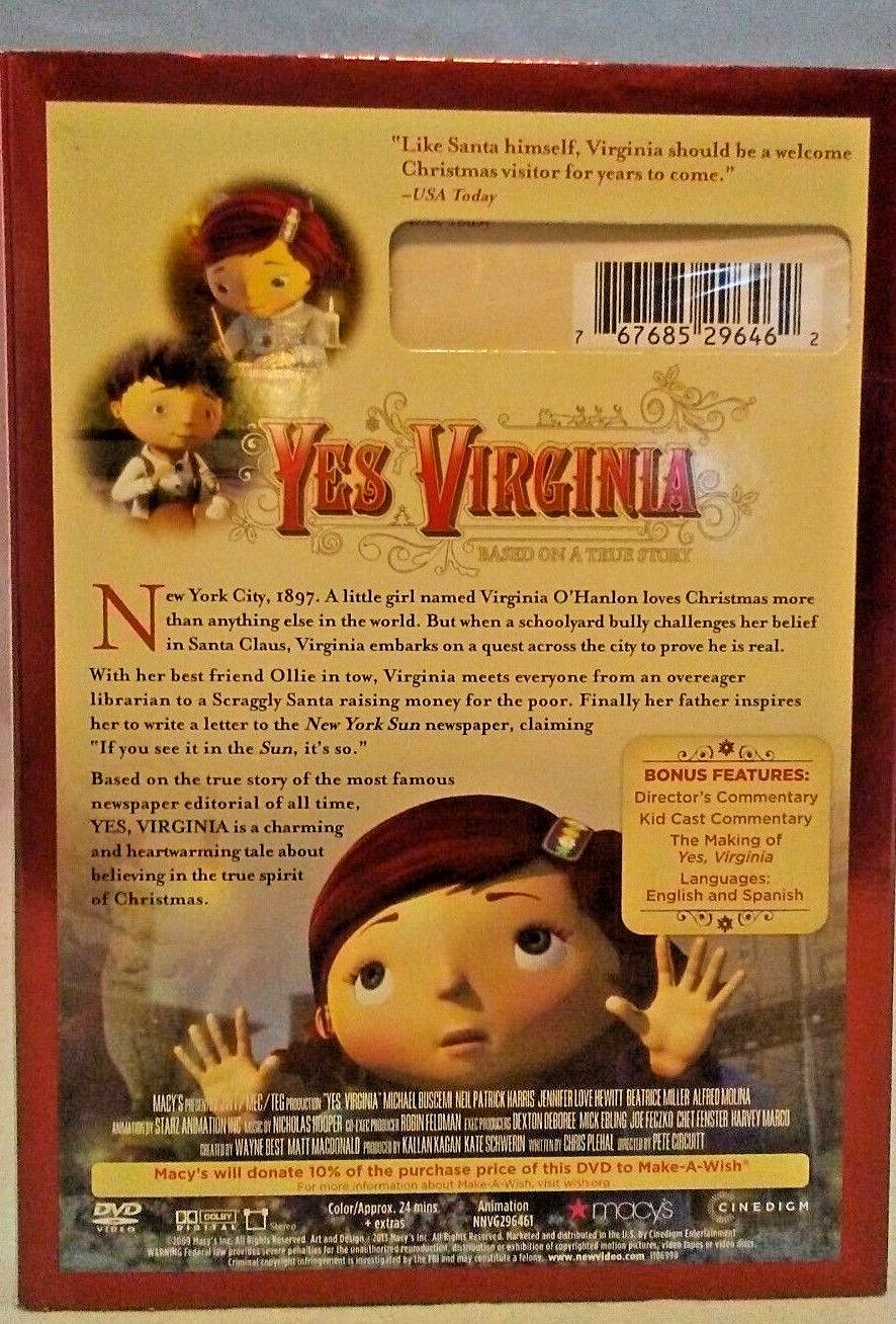 Yes, Virginia DVD Macys Animated Neil Patrick Harris, Jennifer Love ...