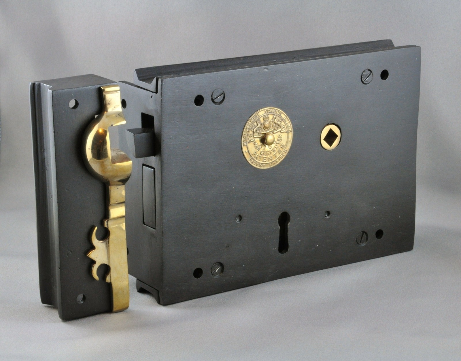 CARPENTER RIM LOCK-LEFT+RIGHT HAND-LARGE+SMALL SIZE-BLACK KNOBS-four ...