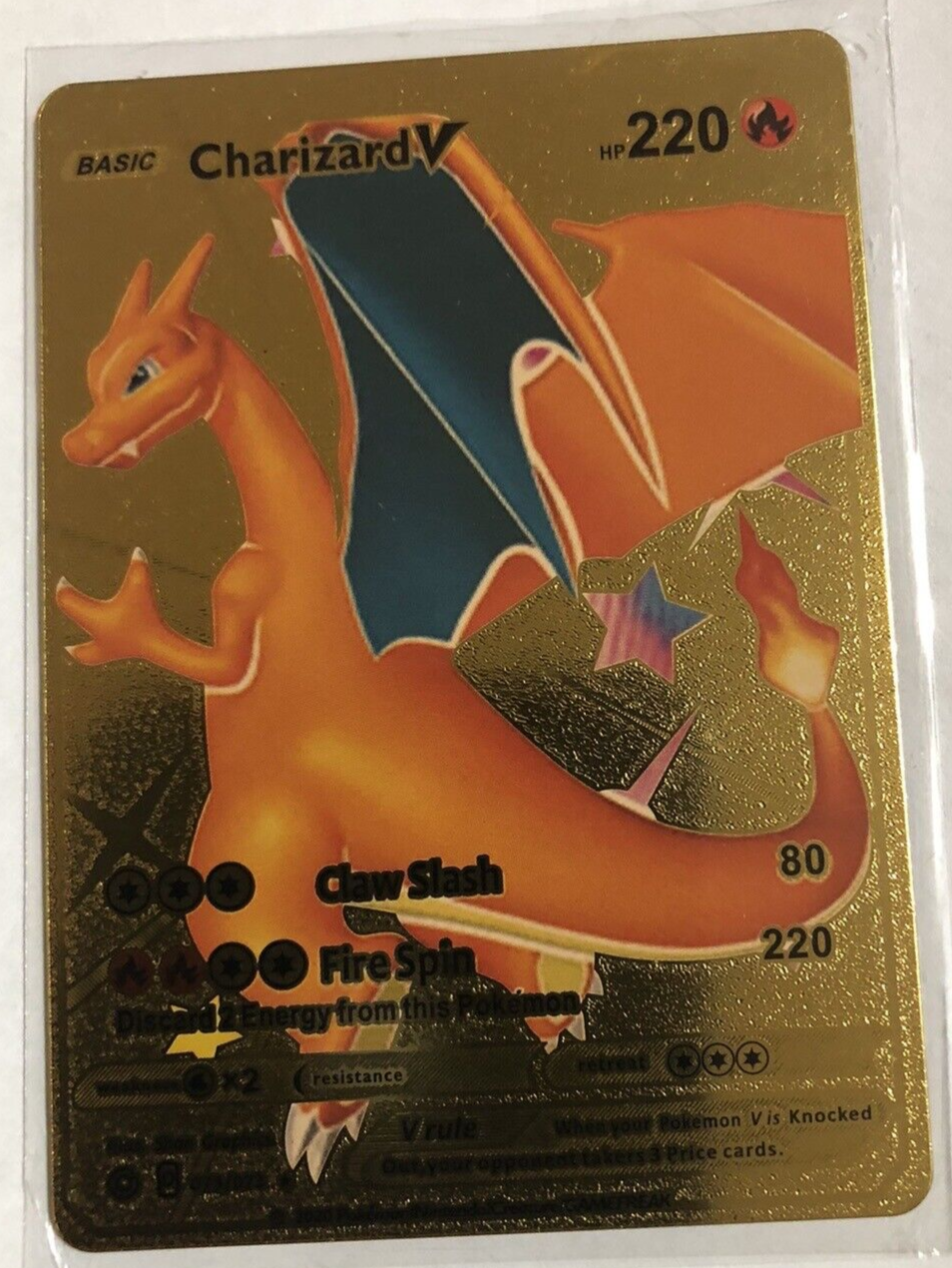 Pokémon TCG - Charizard V Pokemon Gold Foil Card 079/073 HP220 Free ...