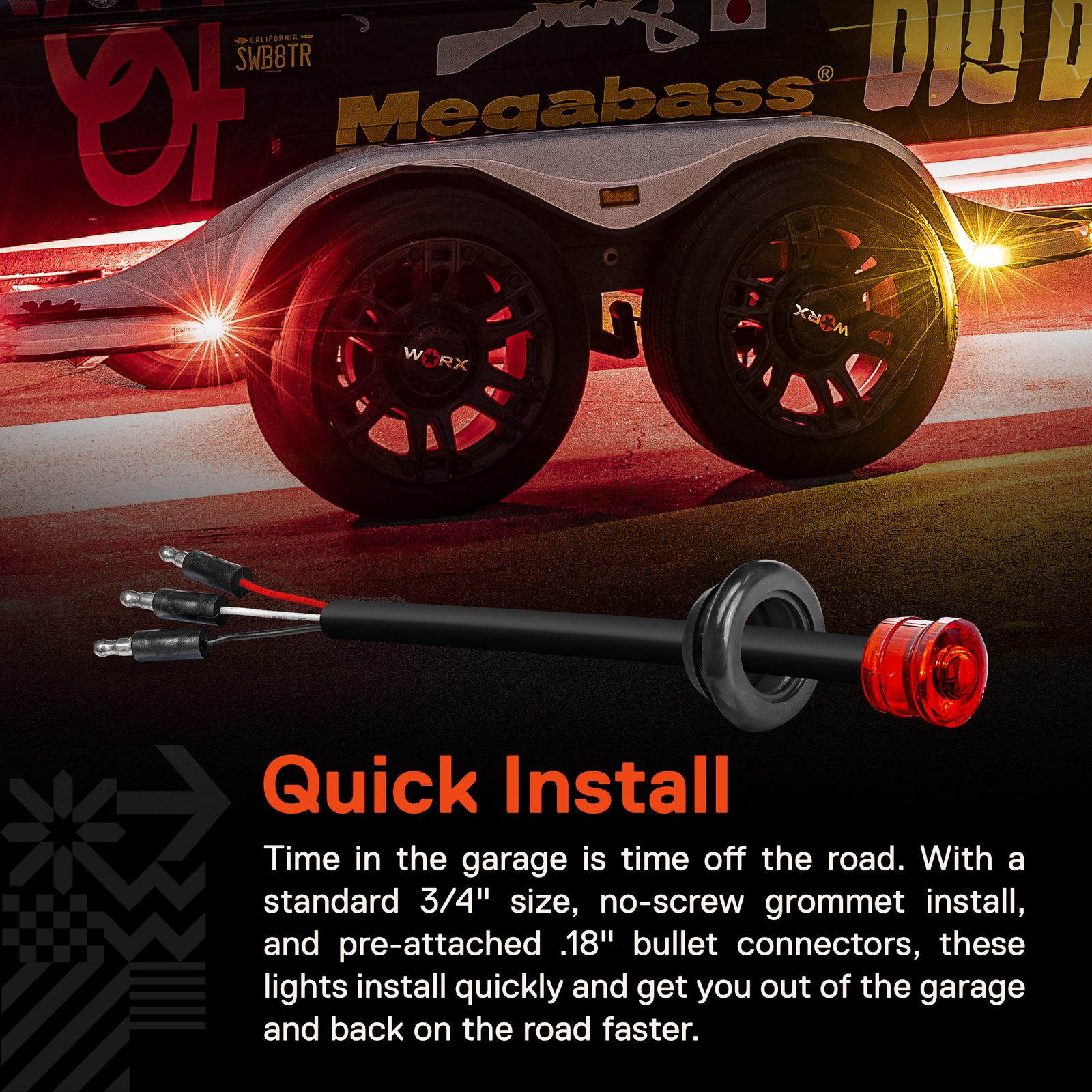 10pc 3/4" Round DOT P2PC Red TBT LED Bullet Clearance Marker Lights ...