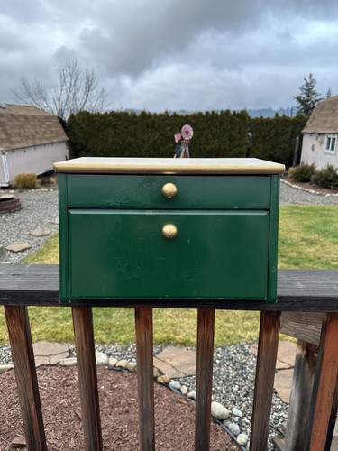 VINTAGE GREEN & GOLD WOODEN BREAD BOX Stunning ! 16.5x9x10 | eBay