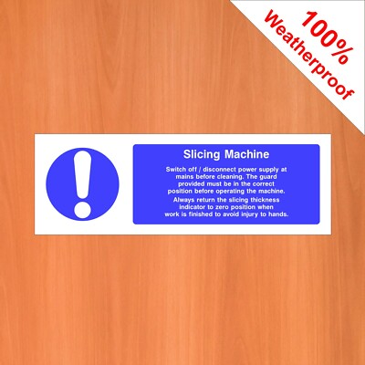 Slicing machine safety sticker sign FOO46 Safe use Kitchen safety Food ...