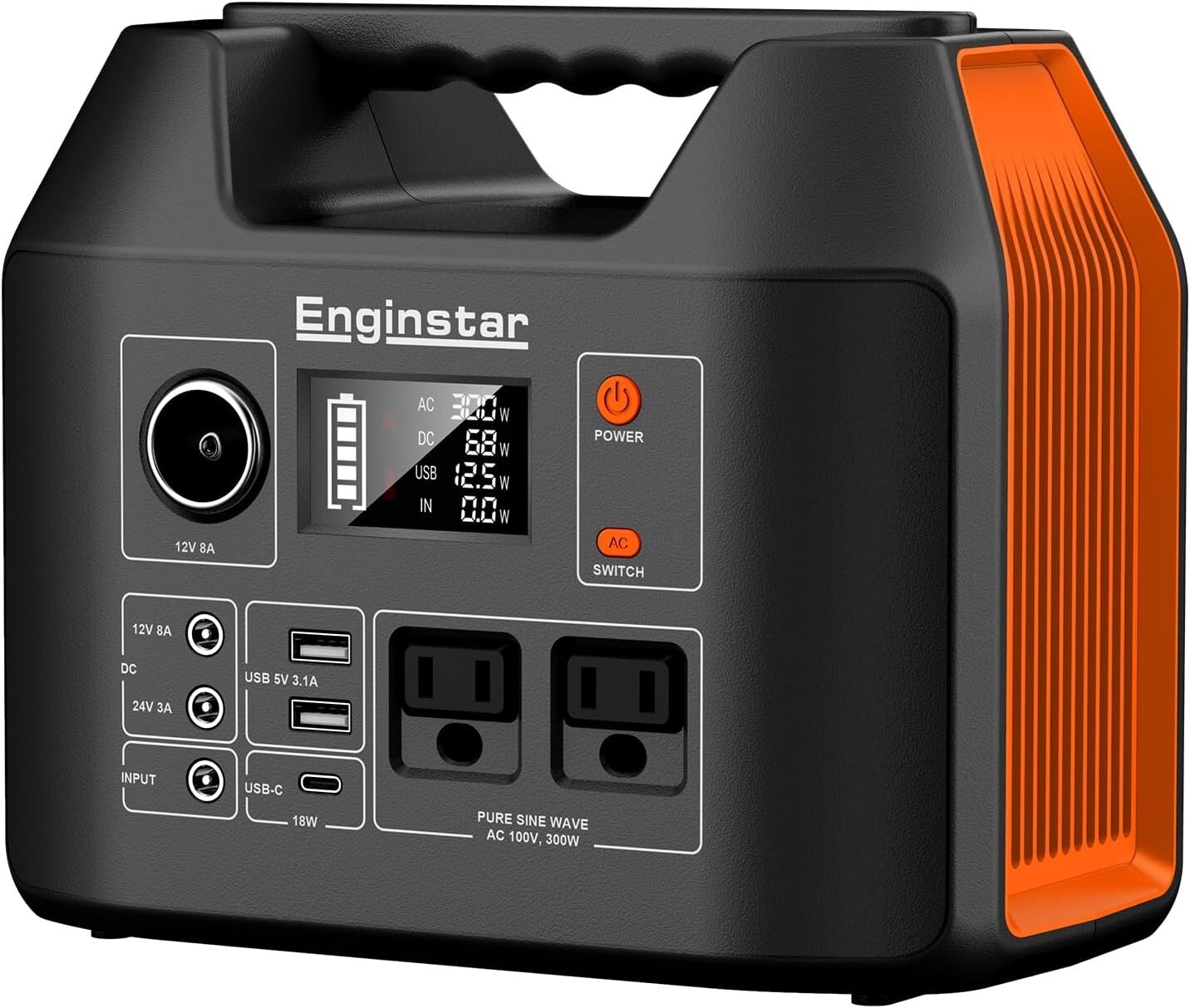 300W 296Wh Battery Bank with 110V Pure Sine Wave AC Outlet for Outdoors ...