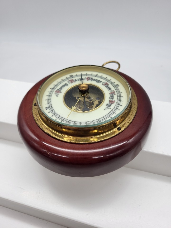 Vintage Wooden Weather Barometer Porcelain Face Made in Western German ...