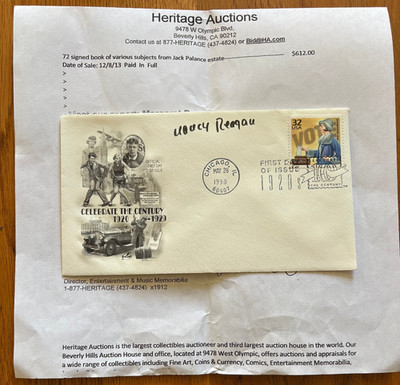 NANCY REAGAN AUTOGRAPHED 19th AMENDMENT 1998 FIRST DAY ISSUE MINT ...