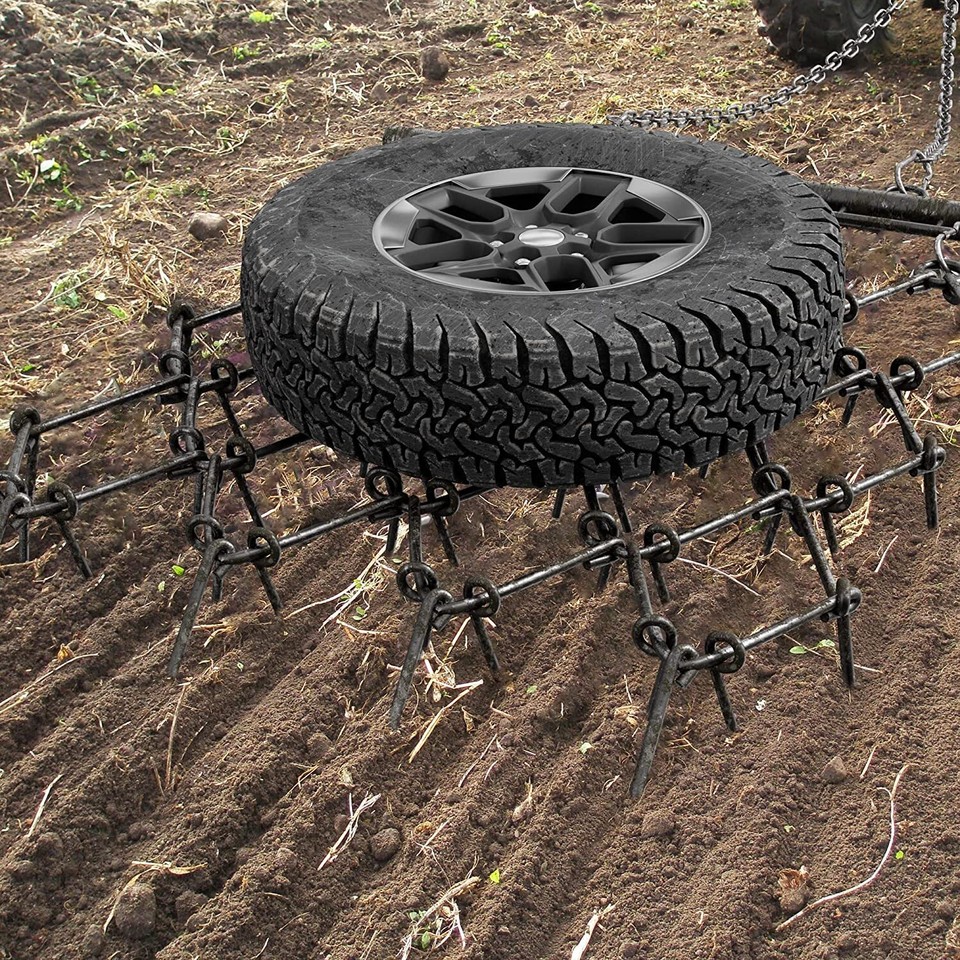 4FT X 4FT Heavy Duty Drag Harrow 3/8in Tines Chain for ATV UTV Leveling ...
