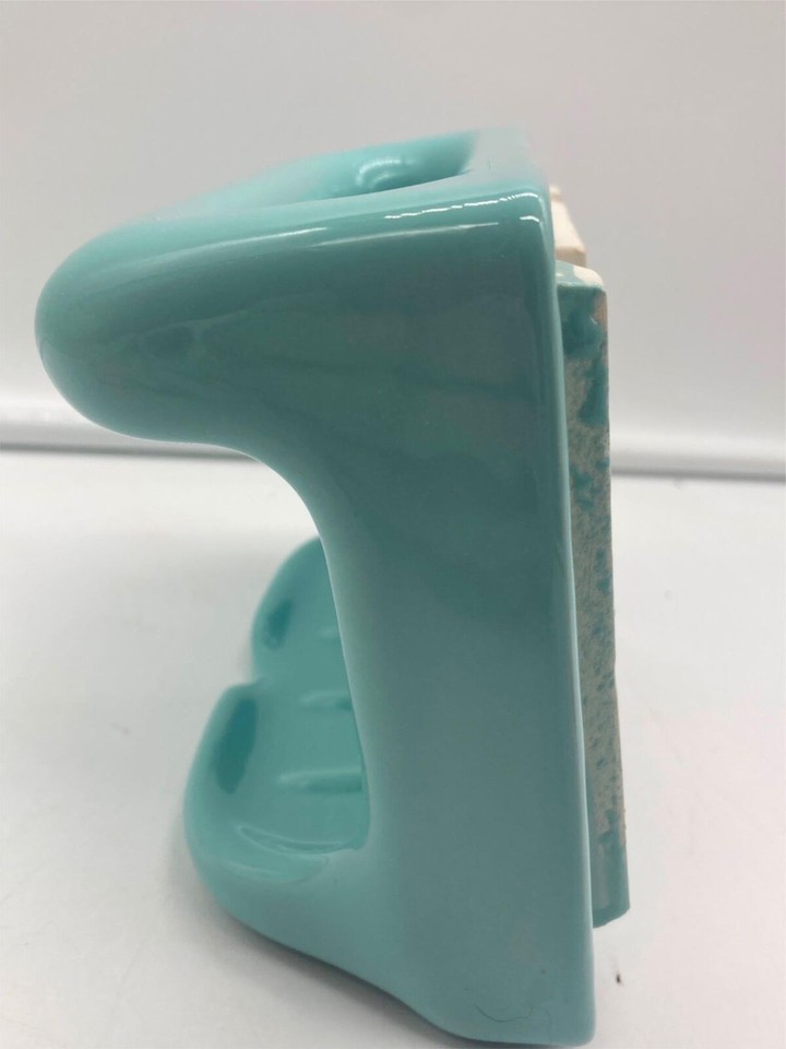 VTG Aqua Blue Ceramic Tile-In Turquoise Soap Dish Tub Shower Bathroom ...