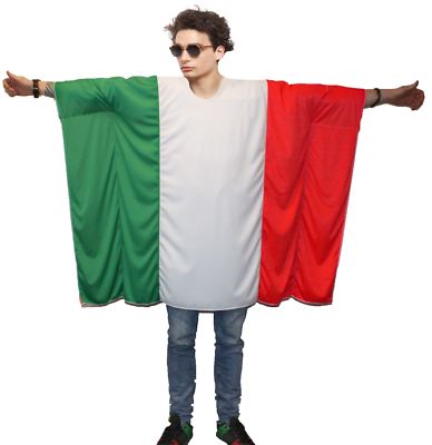 Adults Italy Flag Poncho Italian Supporters Fancy Dress Costume [One ...