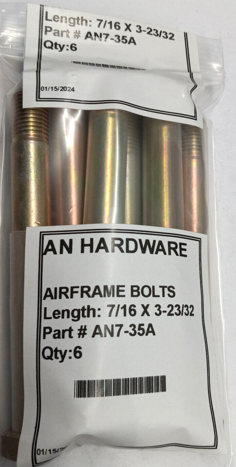 AN Part # AN7-35A AIRFRAME BOLT - 7/16 X 3-23/32 INCH (6/PACK) | eBay