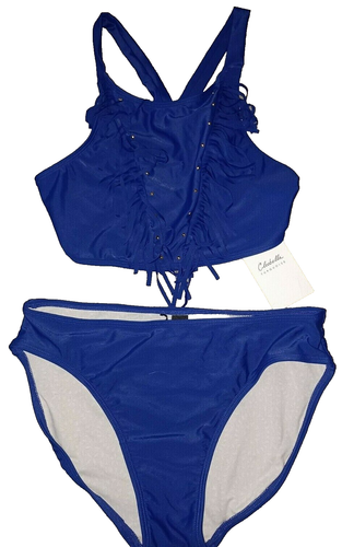 🏖 Girl's XL Blue Fringe Tankini 2 Pc NWT New Swim Suit Bathing Bikini ...