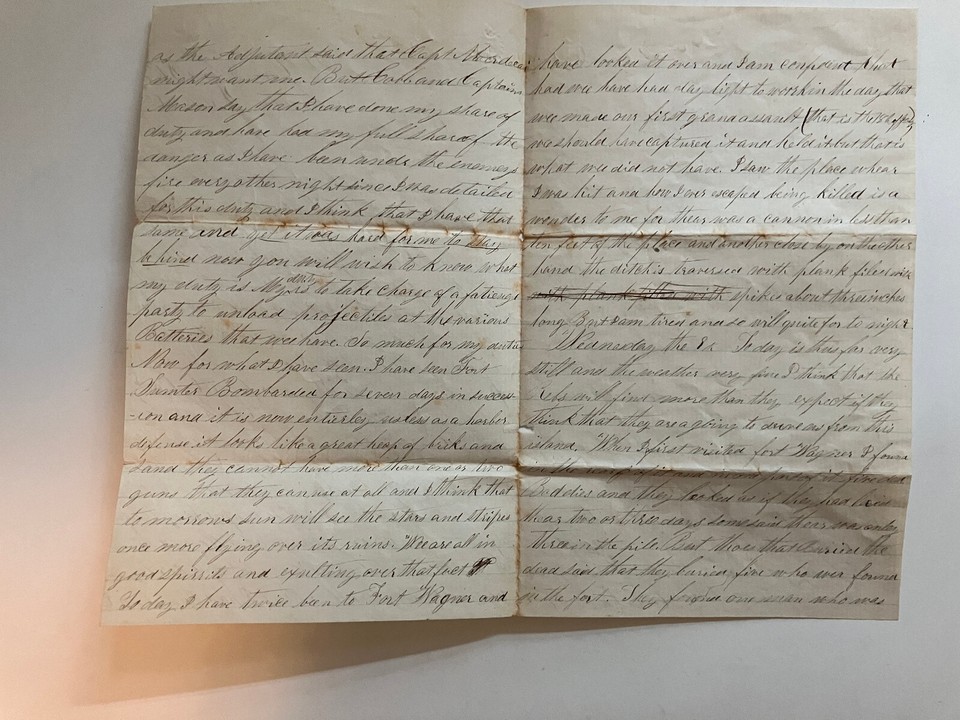 CIVIL WAR SOLDIER LETTER WAGNER HAS FALLEN WITH BATTERY GREGG 1863 ...