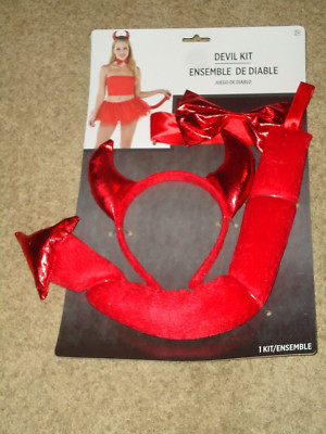 Costume Accessory, Red Devil Kit ( Tail, Horns, Bow Tie), NIP | eBay