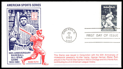 1983 Babe Ruth FDC- 50th Anniversary All-Star Game KAPNER Cachet | eBay