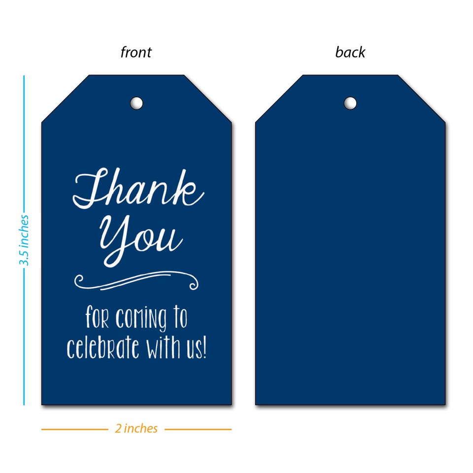 25 Wedding / Party Favor Gift Tags - Thank you for coming - Navy Blue ...