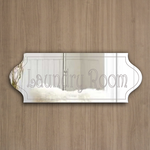 LAUNDRY Door Sign – Etched Acrylic Mirror Plaque | Modern Silver | 20cm ...
