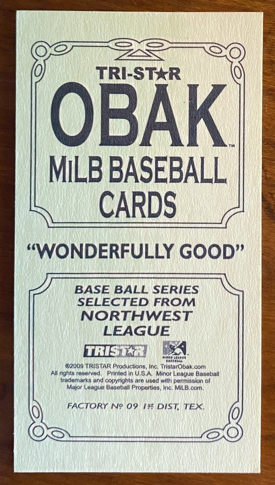 2009 Obak Tristar T212 Mini Card CHARLIE SCHMUTZ Tacoma | eBay