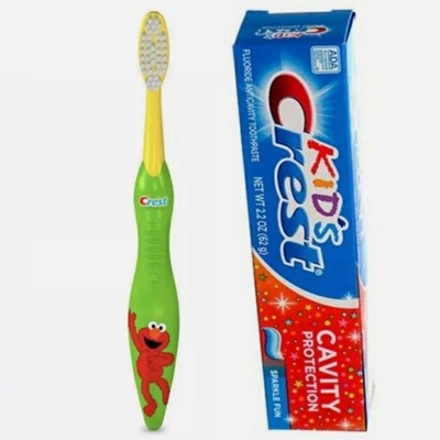 🆕️ Sesame Street's ️•ELMO• Toothbrush/CREST 2.2 Oz. Sparkle Fun ...