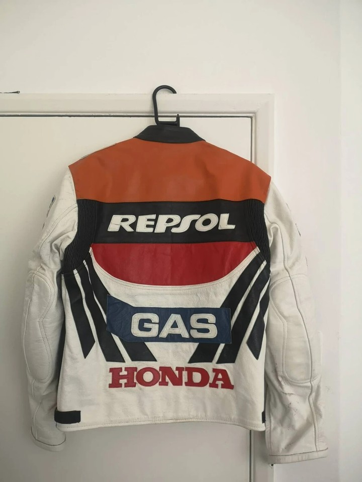 HONDA REPSOL JACKET MOTORBIKE MOTORCYCLE COWHIDE LEATHER BIKERS RACING ...