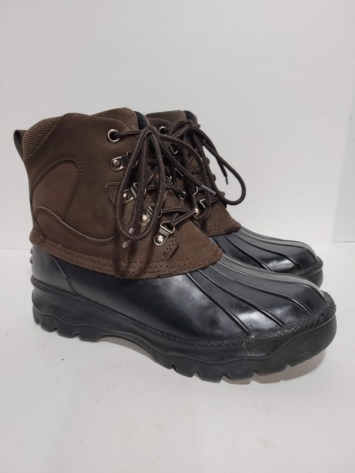 TOTES BROWN LEATHER STEEL SHANK HIKING WORK WINTER ANKLE MENS 9M BOOTS ...