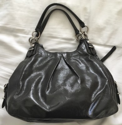 COACH Madison Mia Maggie Gray Patent Leather Shoulder Bag Purse 15734 ...