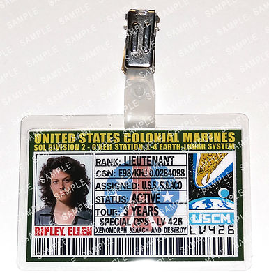 Aliens US Colonial Marines Ripley, Ellen ID Badge Cosplay Costume Prop ...
