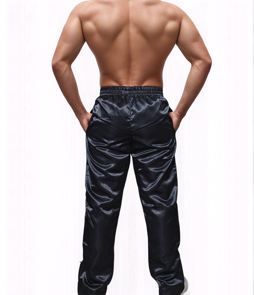 Sporty Shiny Satin Track Pants – Glossy Athletic Joggers with Mesh ...