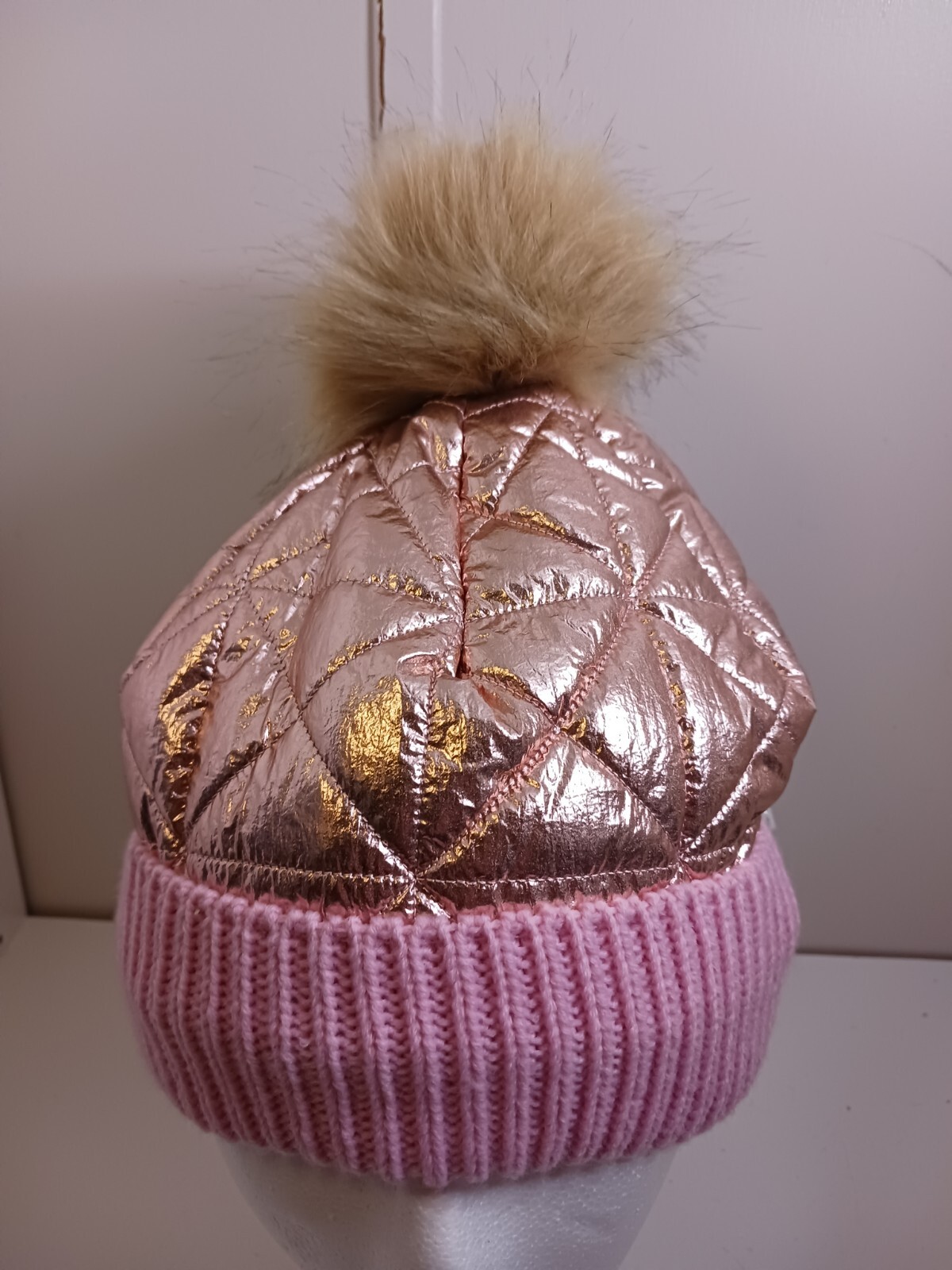 Pink Winter Insulated Stocking Hat Cap Faux Fur Size L/XL | eBay