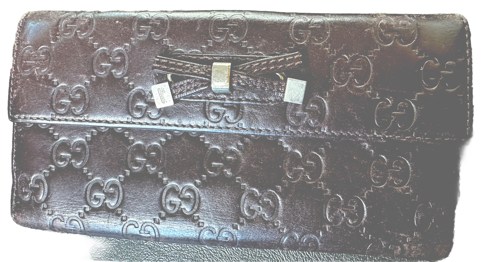 Gucci Brown Embossed Logo Guccisima Trifold Credit Ca… - Gem