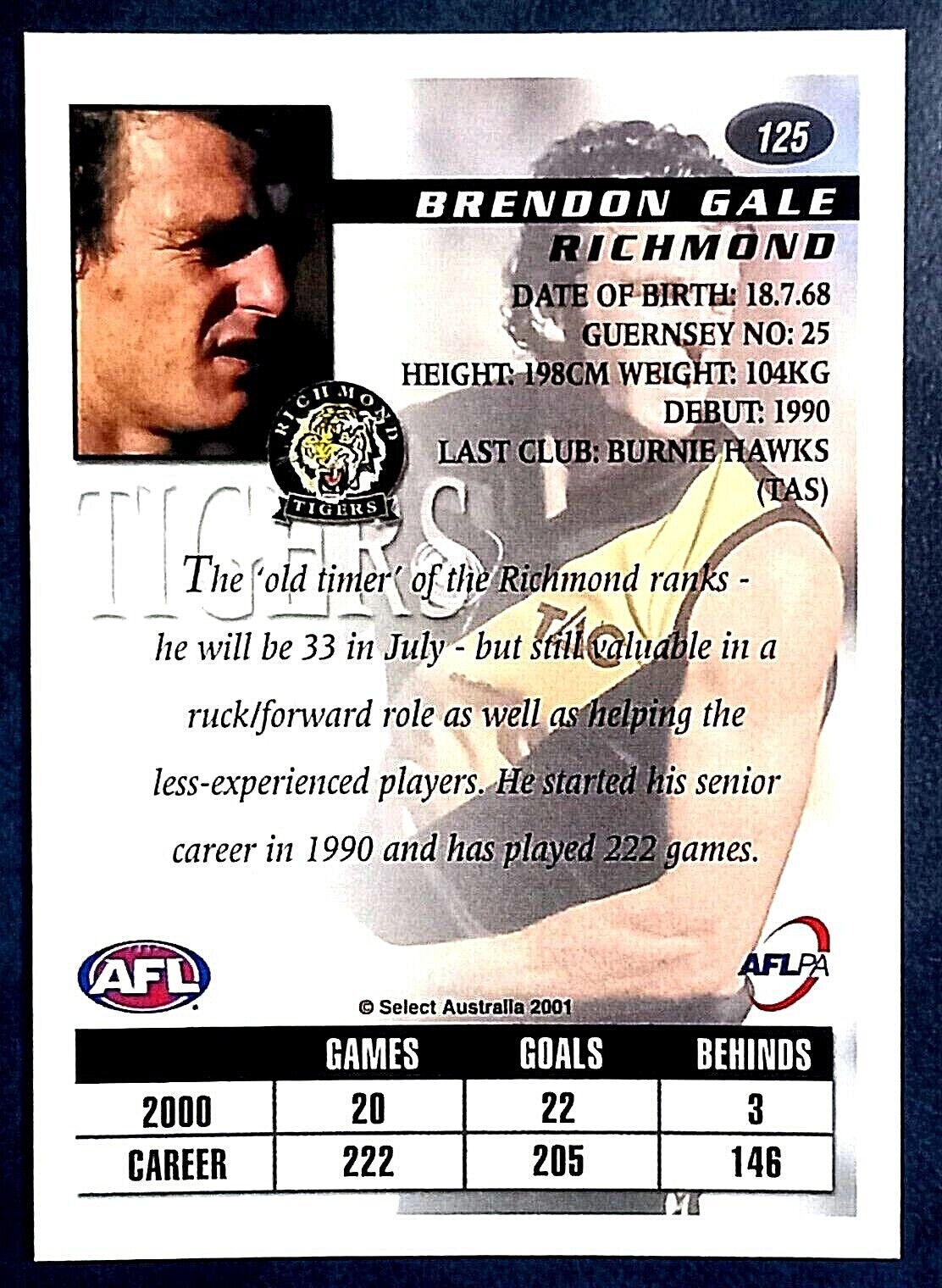 RICHMOND TIGERS AFL/VFL CARDS CHOOSE - PAST & PRESENT PLAYERS | eBay ...