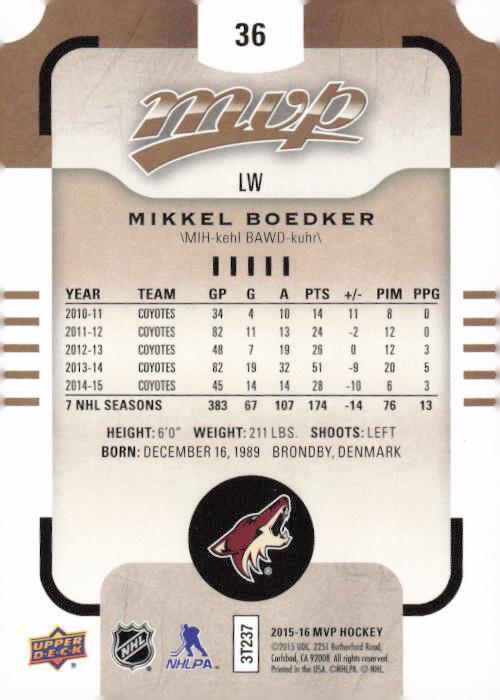 2015-16 Upper Deck MVP #36 Mikkel Boedker | eBay