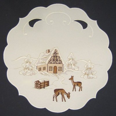 Round Handmade Christmas Linen Tablecloth Made In Germany | eBay