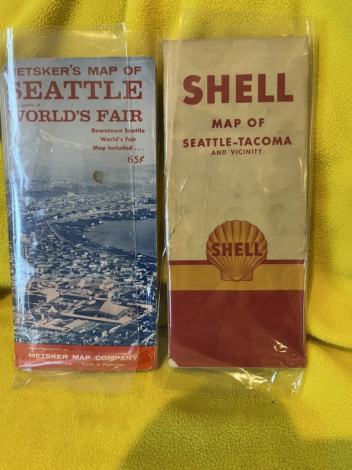 2 Vintage Road Maps 1950’s Shell Seattle/Tacoma And 1965 Seattle Worlds ...