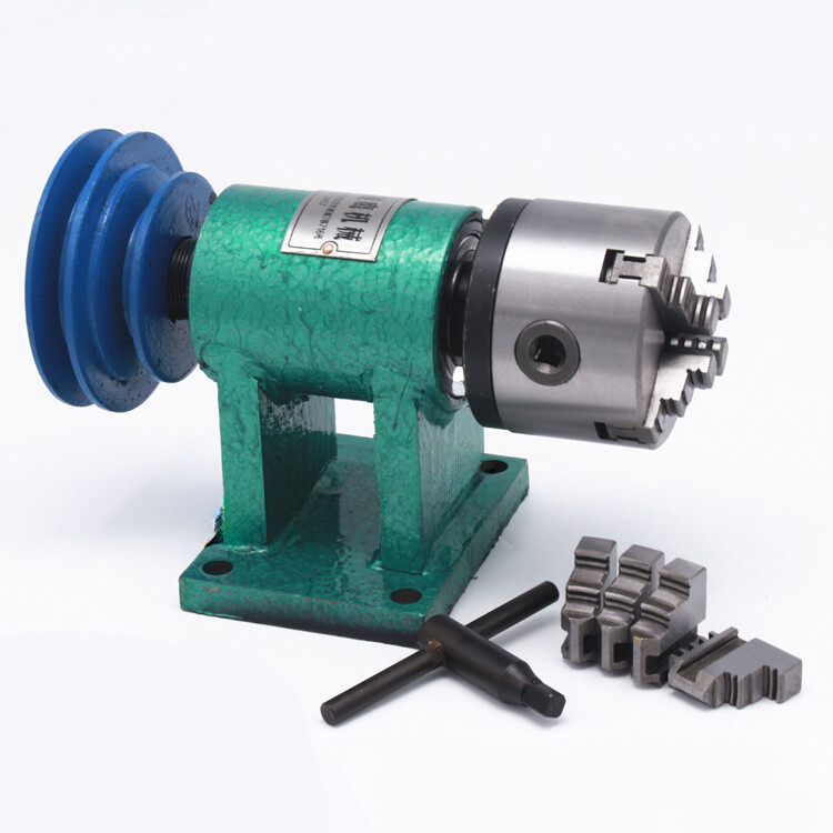 80 100mm Lathe Spindle Assembly 3 4 jaw Chuck Flange Pulley Lathe ...