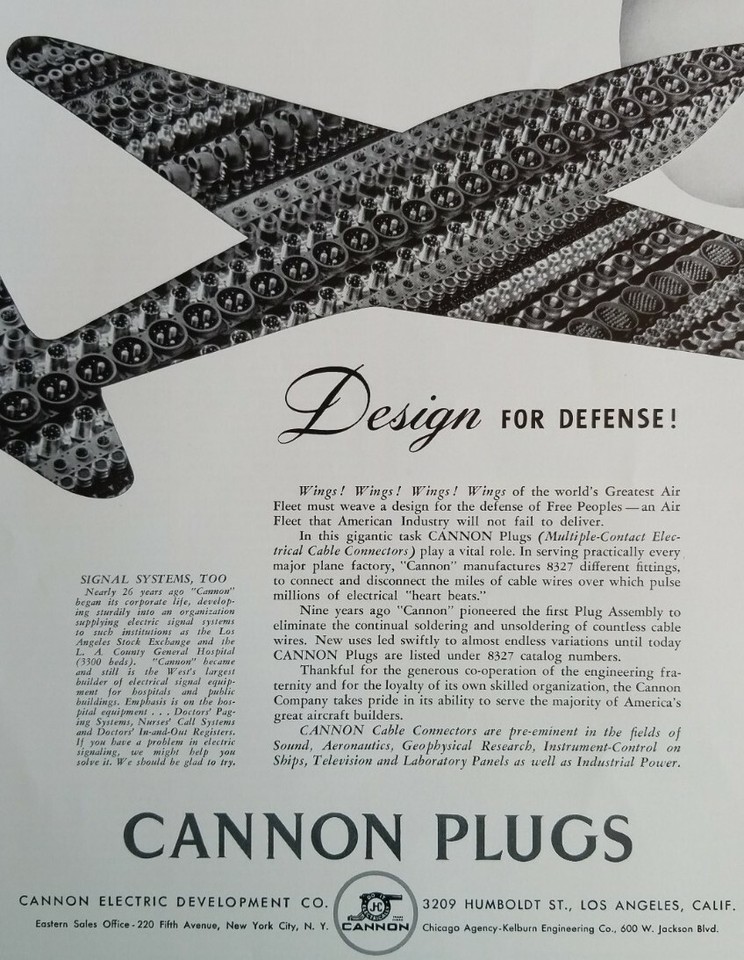 CANNON PLUGS "Design for Defense" -1941 Fortune Magazine Full Page ...