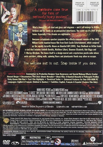 Thirteen Ghosts (DVD) Tony Shalhoub Embeth Davidtz Matthew Lillard Rah ...