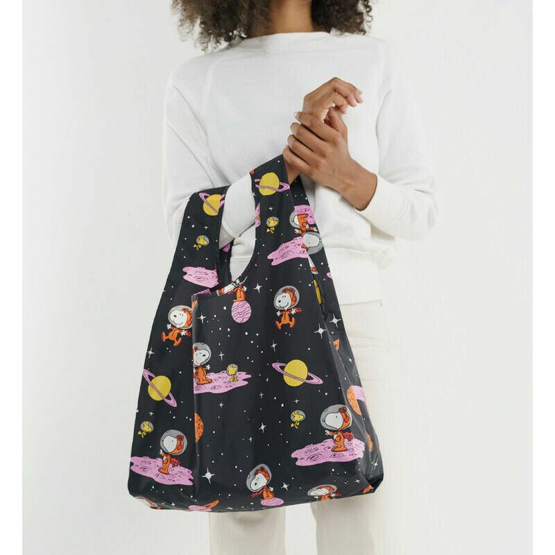 BAGGU Standard Snoopy PEANUTS Nylon Shopping Tote Bag w/ Storage Pouch ...