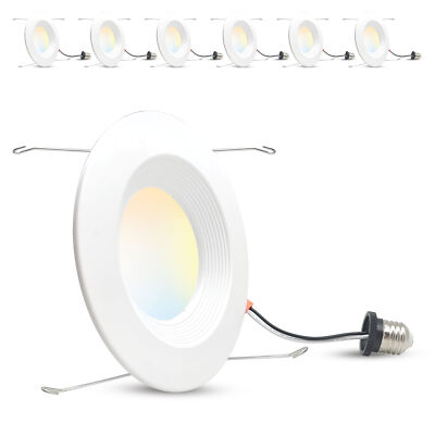 6/12 Pack 6'' LED Can Light Retrofit 5CCT Baffle Trim Matte White ...