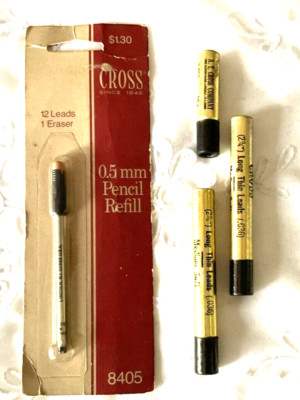 Cross 2 3/4" Long Thin Leads .036 Medium Soft 36 leads 3 Erasers & 8405 ...