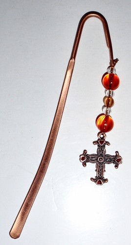 Book Mark Copper Shepherds Hook Jeweled Cross Beaded Bookmark 4.50 ...