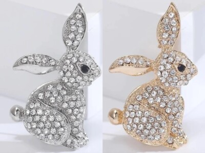 Bunny Brooch Rabbit Brooch Easter Brooch Pin Easter Bunny Rhinestone ...