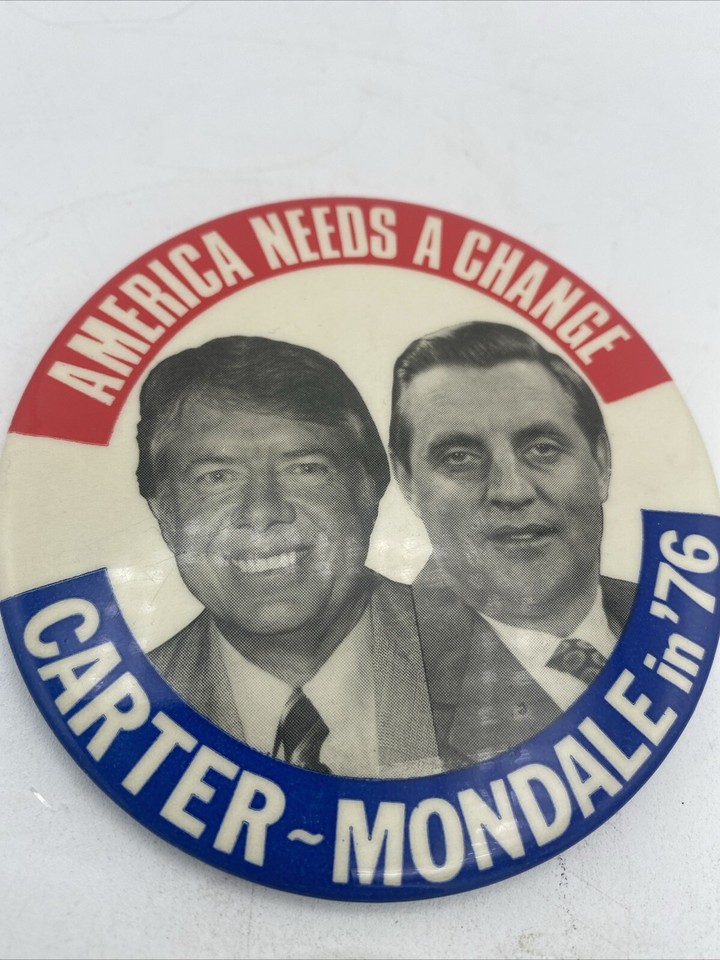 2 VTG 1976 Carter & Mondale Presidential Campaign Political Buttons ...